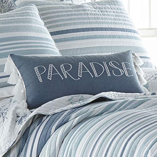 Levtex Home - Truro - Decorative Pillow (12 X 24in.) - Paradise - Dusty Blue and White