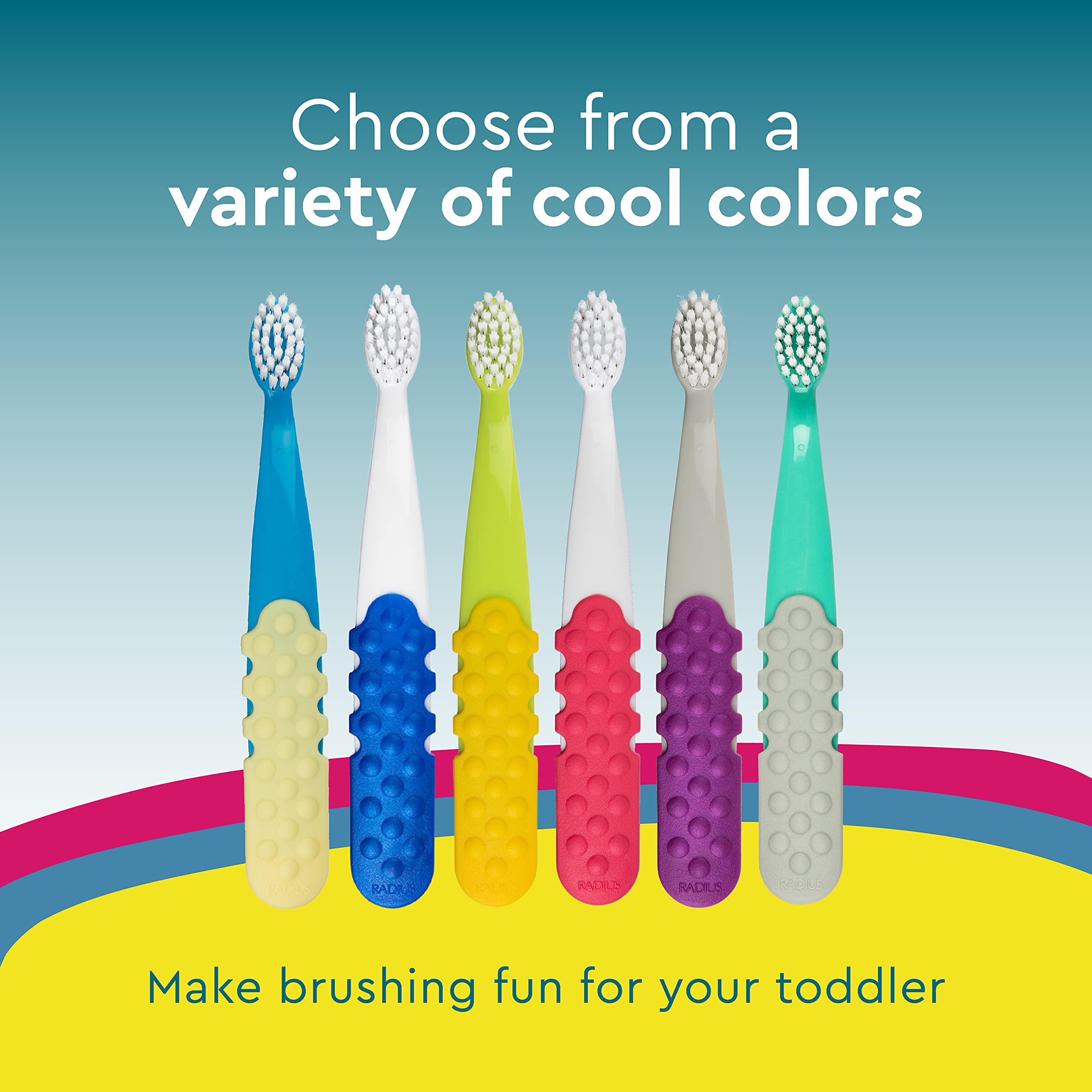RADIUS Totz Plus Brush Kids Toothbrush Silky Soft BPA Free ADA Accepted Designed for Delicate Teeth & Gums for Children 3 Years & Up - MintCoolGrey - Pack of 1
