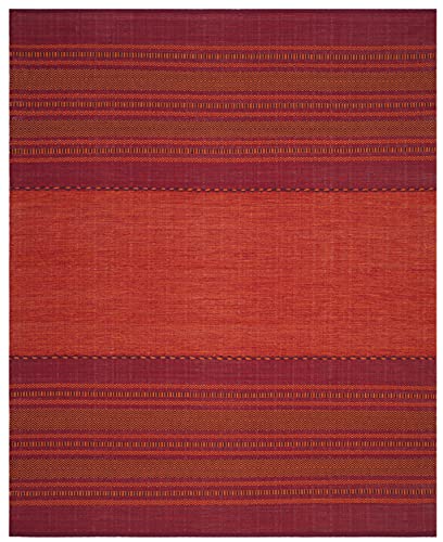 SAFAVIEH Montauk Collection 6' x 9' Orange / Red MTK215A Handmade Flatweave Cotton Area Rug