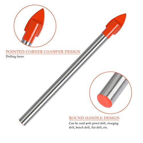 QLOUNI 10Pcs Multi-Material Drill Bits Set, Cemented Carbide Masonry Drill Bits for Glass, Plastic, Tile, Concrete, Brick, Wall, Wood and Brick Wall (6mm)