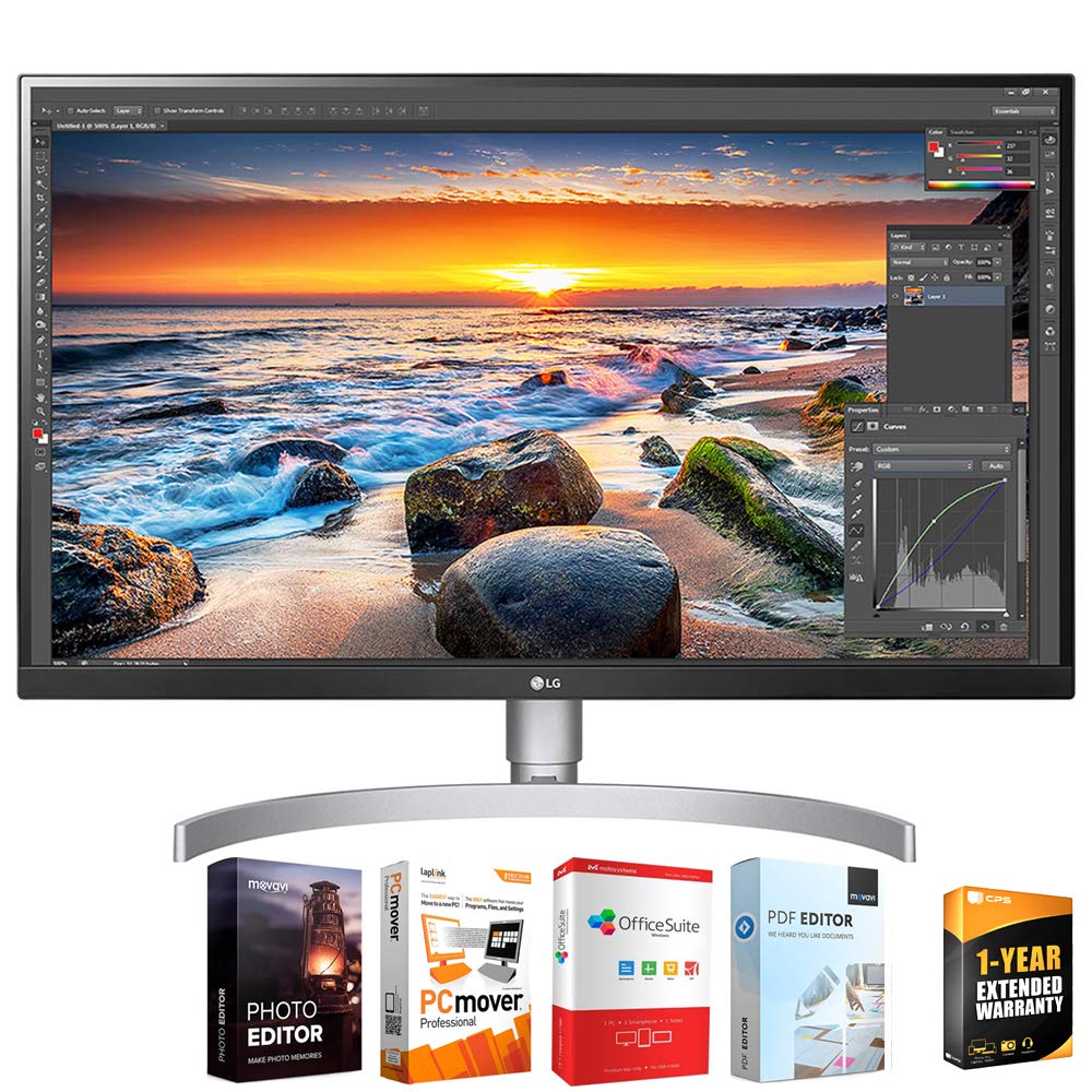LG 27UL850-W 27-inch 4K UHD IPS LED Monitor with VESA DisplayHDR 400 Bundle with Tech Smart USA Elite Suite 18 Standard Editing Software Bundle and 1 YR CPS Enhanced Protection Pack