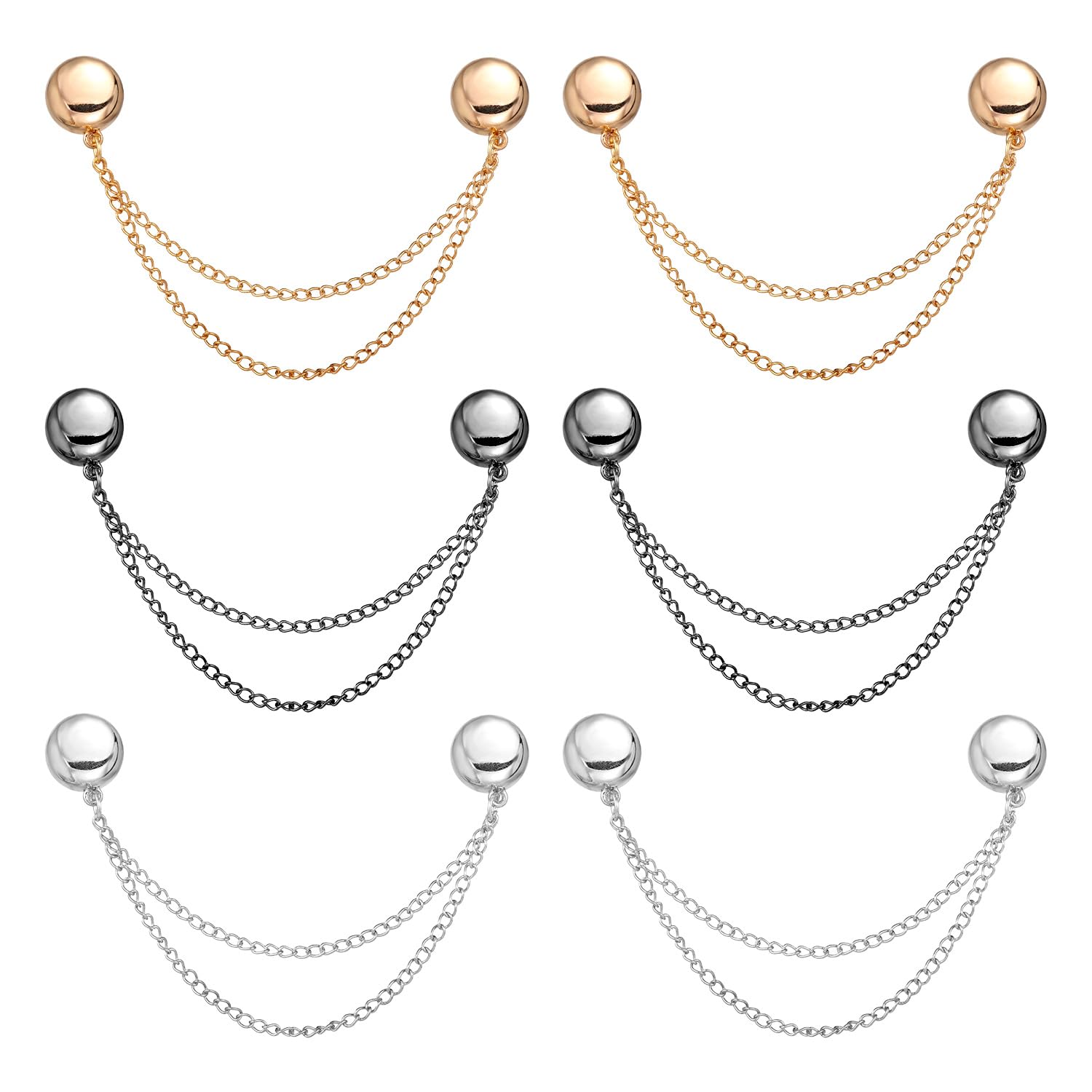 6pcs Magnet Clothing Pins, Metal Magnetic Clothing Clips with Chain Multi-Use Strong Magnet Pin Magnetic Button Clips for Fixing Hem of Hijab Clothes Long Pants Legs Sleeves of Shirts(Round Style)