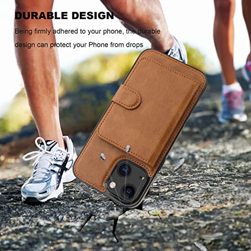 Bocasal Wallet Case for iPhone 13 Compatible with MagSafe Magnetic RFID Blocking Detachable Premium PU Leather Flip Case with Card Slots Holder Kickstand Wireless Charging 6.1 Inch (Brown)