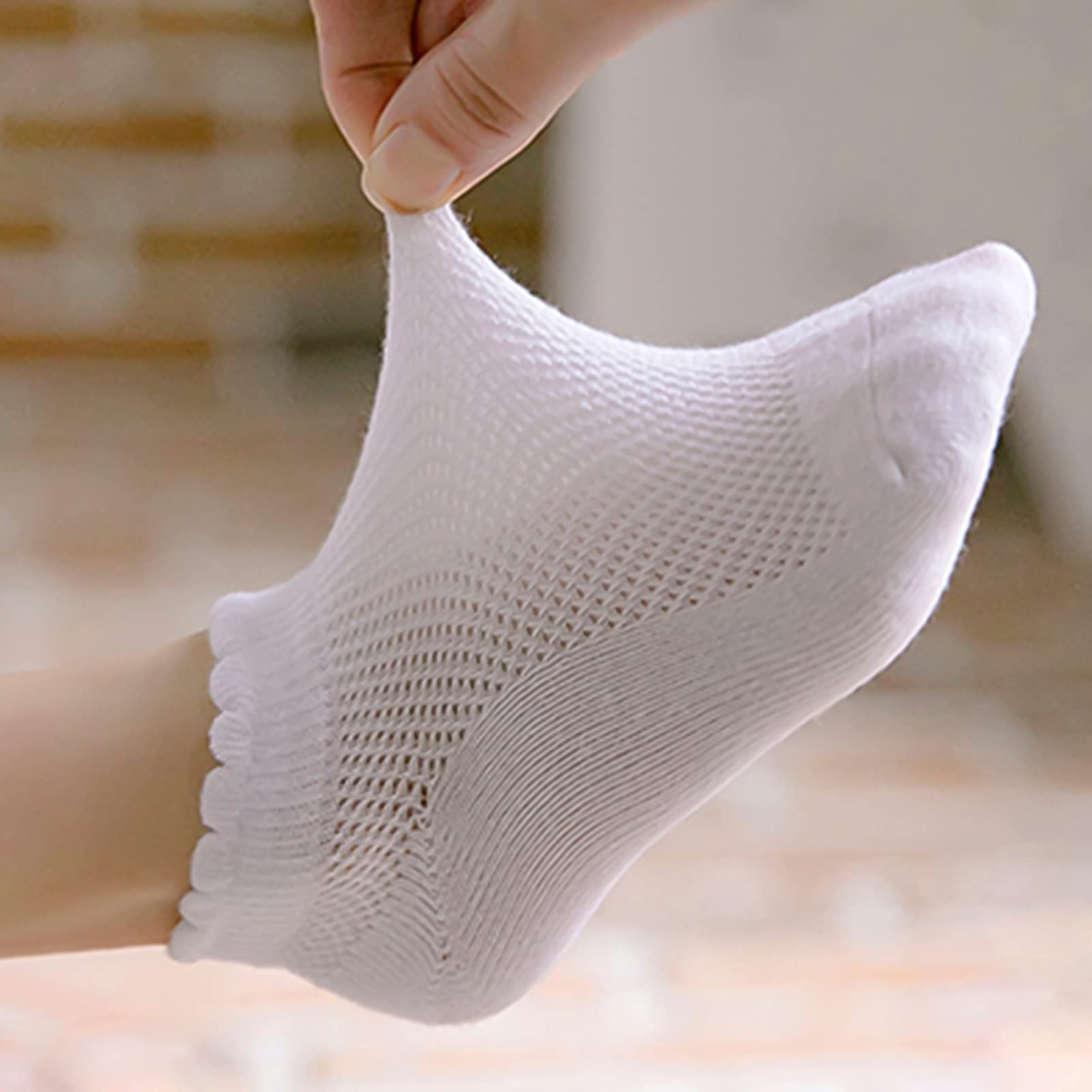 Looching 5 Pack Baby Girls Boys Mesh Thin Socks Cotton White Kids Toddler Soft No Show Ankle Socks 1-12T Kids