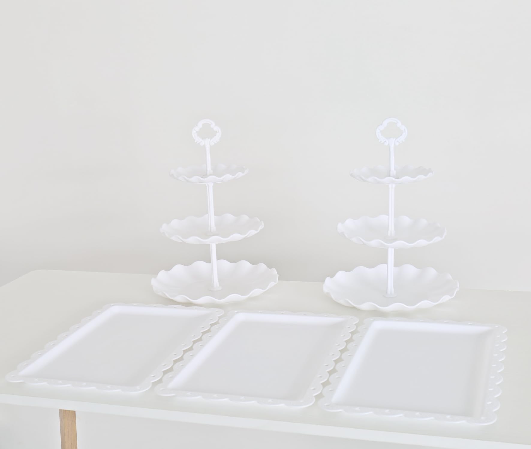 5 Pcs 3 Tier Cupcake Stand Set, Dessert Table Display Set with 2X Small 3-Tier Cupcake Stands + 3X Appetizer Trays Perfect for Wedding Baby Shower Home Birthday Tea Party Decoration