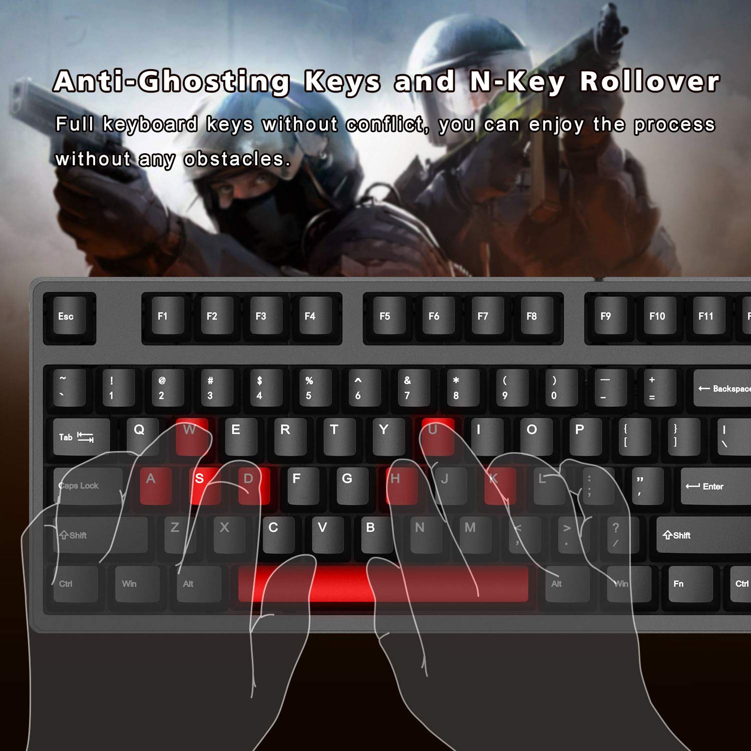 HELLO GANSS Mechanical Gaming Keyboard with Numeric Keypad - Cherry Mx Blue, Wired Keyboard - Programble - PBT Double-Shot Keycaps - US English/Qwert - Black