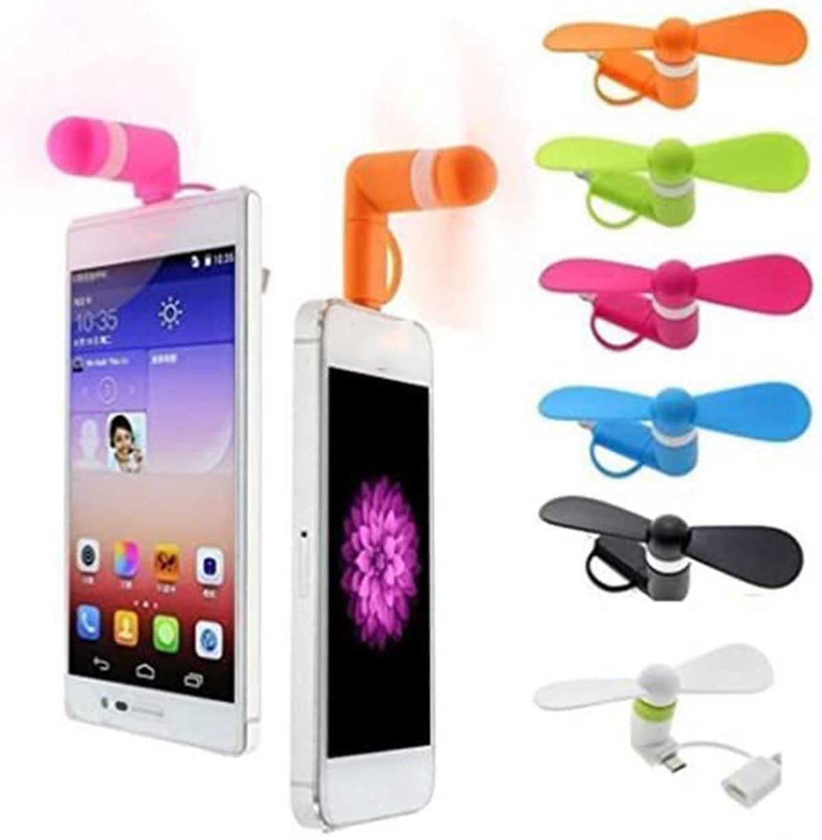 6Pcs Mini Cell Phone Fan - Colorful and Powerful 2-in-1 Fan, for Smartphone/Tablet - Cell Phone Summer Accessories