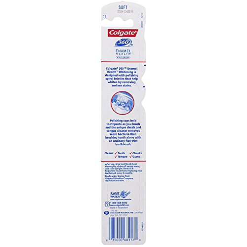 Colgate 360° Enamel Health Whitening Toothbrush, Soft (6 Pack)