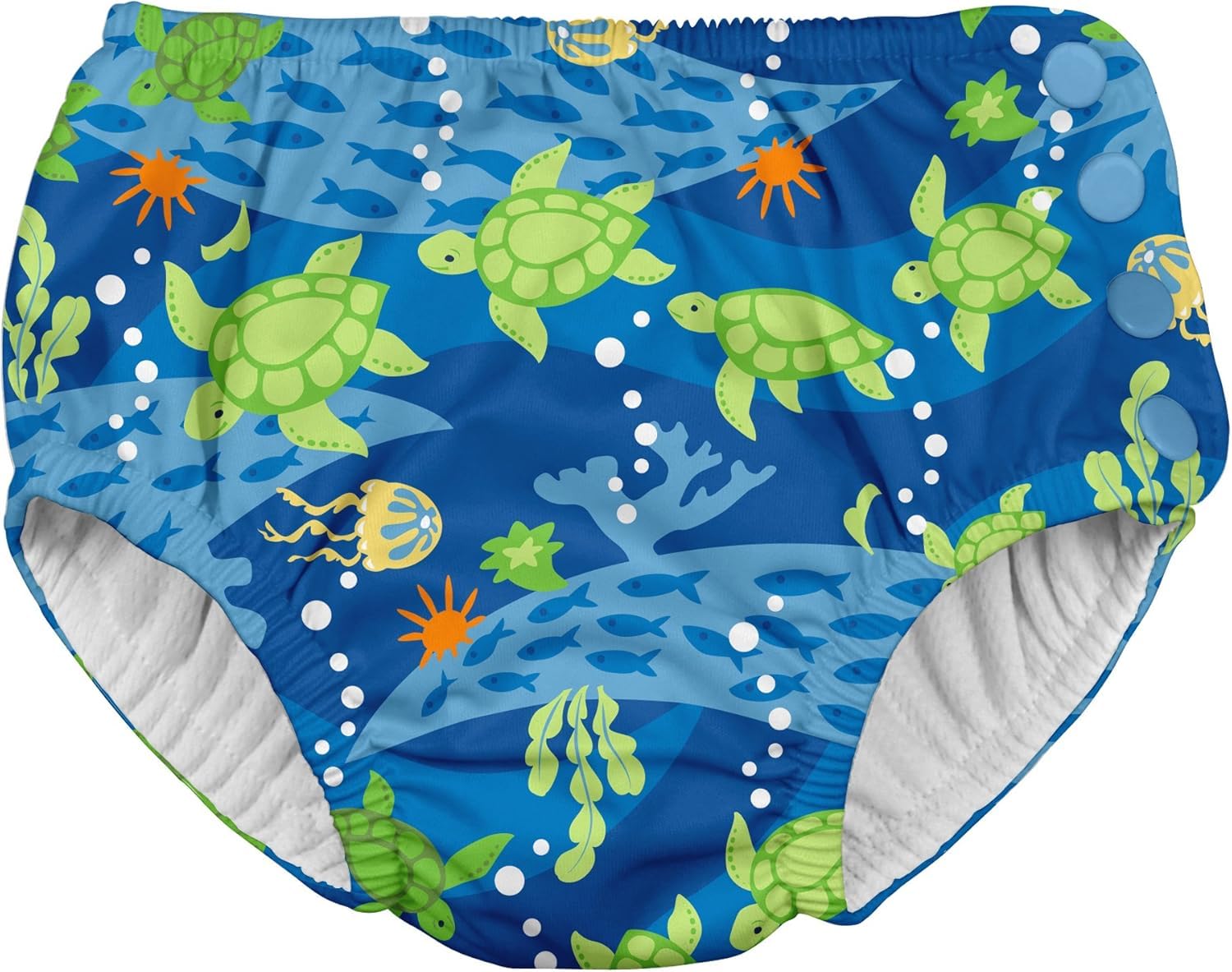 green sprouts Boys' Snap Swim Diaper, Royal Blue Turtle Journey, 5T