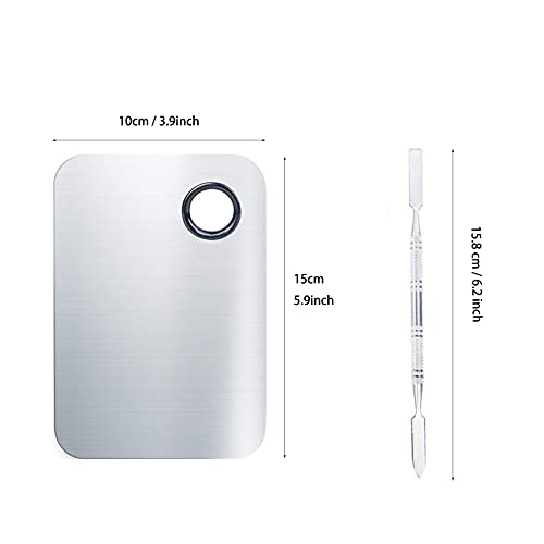 Upgrad Stainless Steel Metal Makeup Palette with Spatula Artist Tool for Mixing Foundation Nail-Art Professional Cosmetic Mixing Makeup Palette Spatula Makeup Artist Tool 1PCS