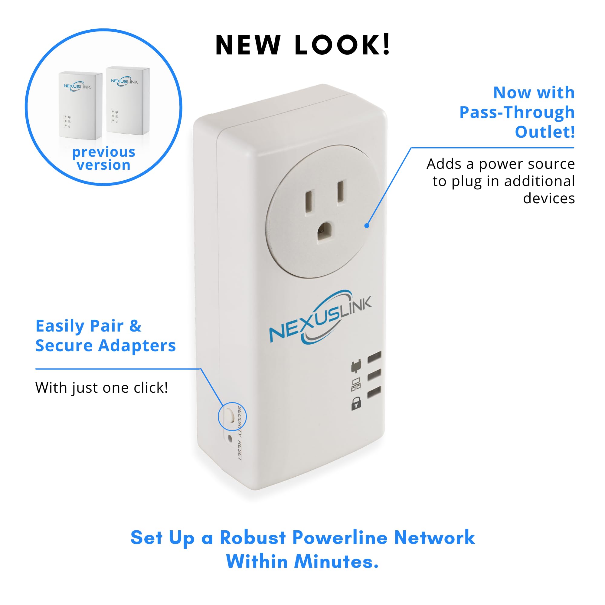 NexusLink G.hn Powerline Ethernet Adapter | 1200 Mbps | Gigabit Port, Power Saving, Home Network Expander with Stable Ethernet Connection for Online Gaming, Video Streaming | 2-Unit Kit (GPL-1200-KIT)