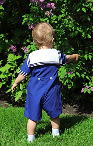 Petit Ami Baby Boys’ 2 Piece Nautical Bobby Suit with Collar, 18 Months, Navy