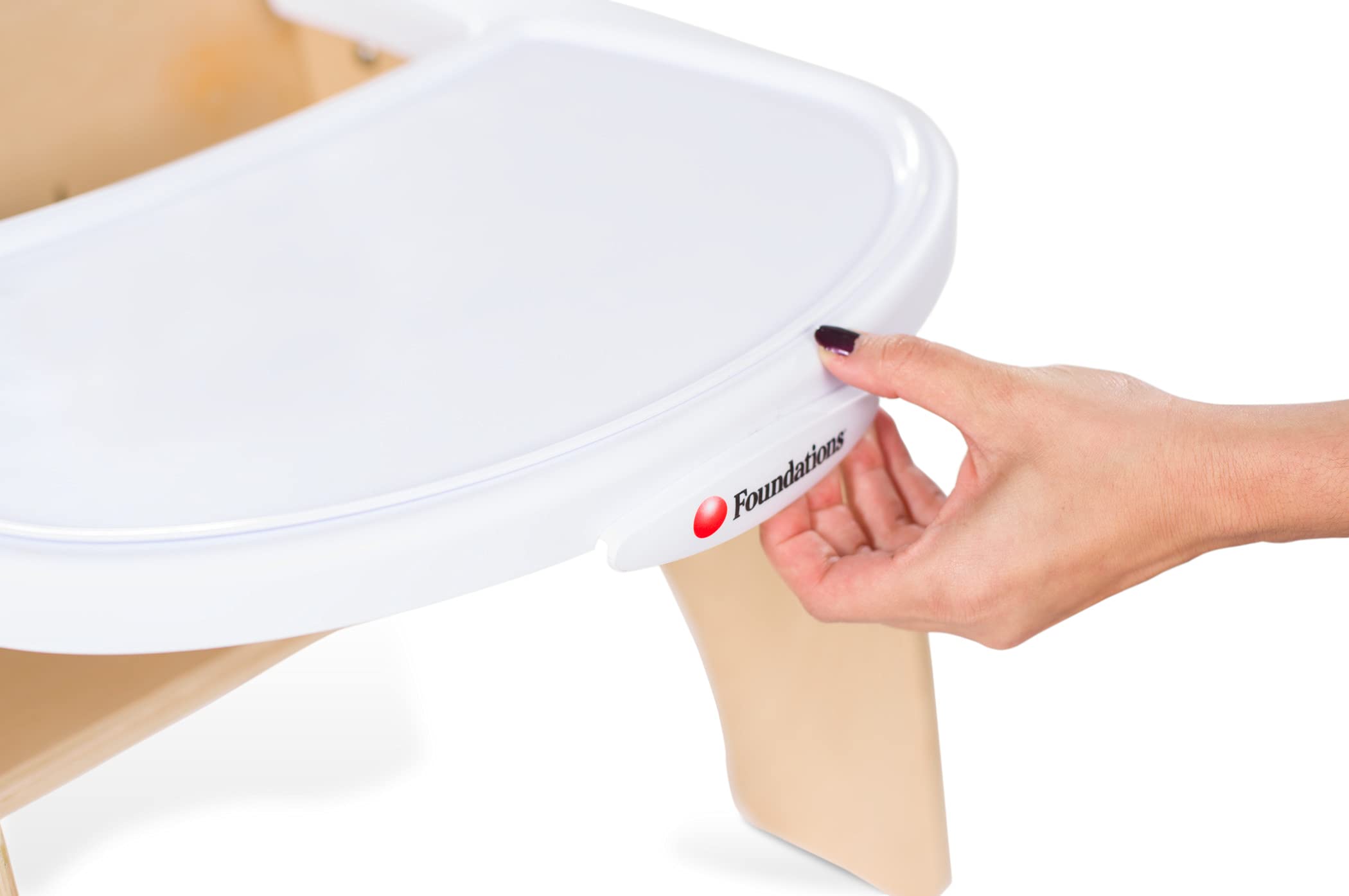 Foundations Easy Serve 11" Wood Feeding Chair for Toddlers, Adjustable Harness, Removable Dishwasher Safe Tray, “No Tip” Base, Baltic Birch Plywood
