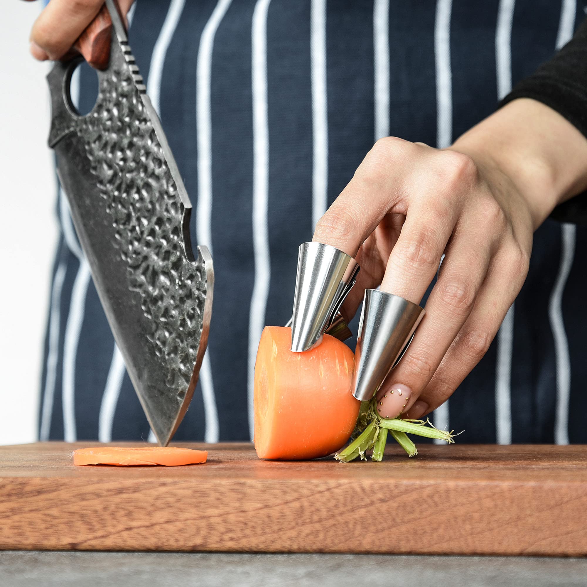 9/11pcs Chef's Knife Set - Hand Forged Boning Knife, High Carbon Steel Chef's Knife, Full Tang Bone Cleaver with Sheath, Serbian Cleaver for Outdoor Camping, BBQ, Kitchen (11)