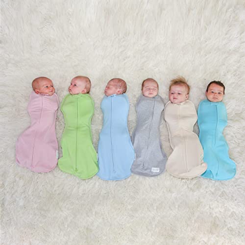 Woombie Original Baby Swaddling Blanket - Soothing, Cotton Baby Swaddle - Wearable Baby Blanket, Vanilla Cream, 14-19 lbs