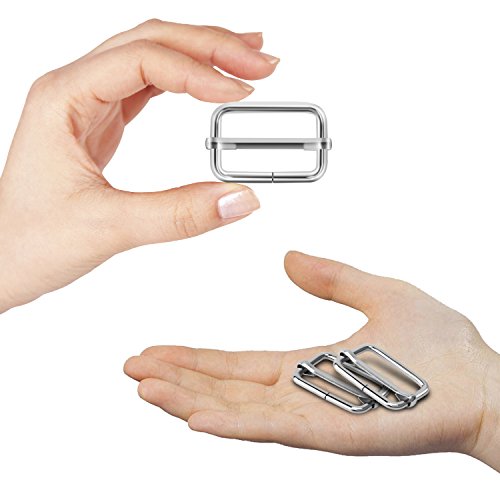 ERKOON 30 Pieces Slide BuckleMetal Triglide Slides Rectangle Adjustable Webbing Slider for Purse Making Bag Making Making DIY Accessories Silver (3/4 inch)