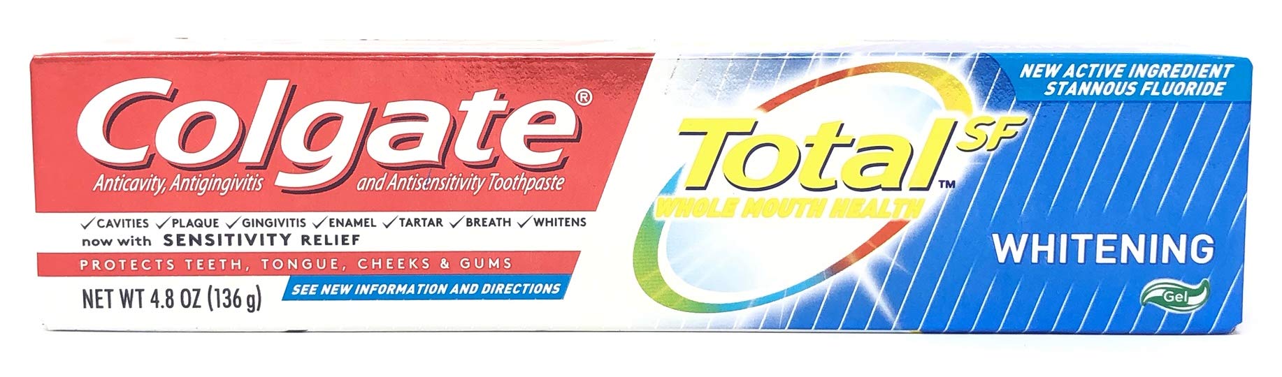Colgate Total Whitening Toothpaste Gel, 4.8 oz. (Pack of 3)
