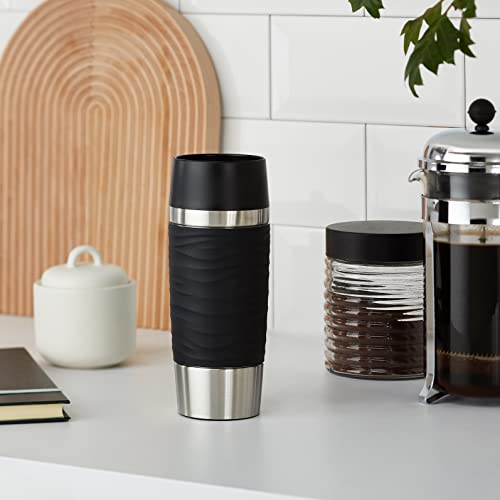 Emsa Waves Travel Mug Thermos Mug 18/10 Stainless Steel/Black