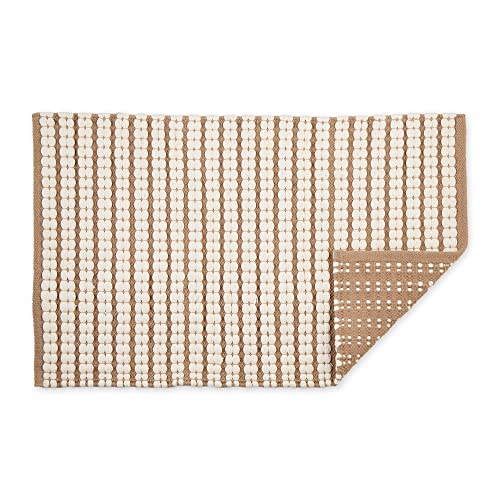 DII Indoor Braided Cotton Area Rug, Handloomed Yarn Dyed Woven, Reversible, 20x31.5, Stone Stripe