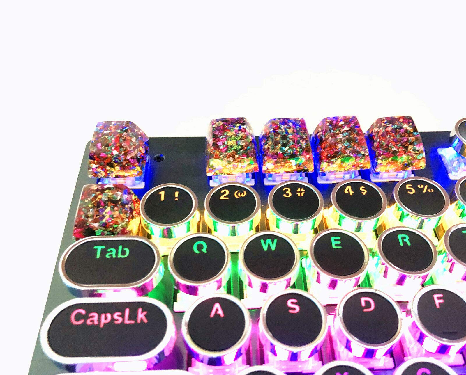 Handmade DSA Shinning Gem Resin Sequined Keycap OEM Profile for Cherry MX RGB Switch Gaming Mechanical Keyboards