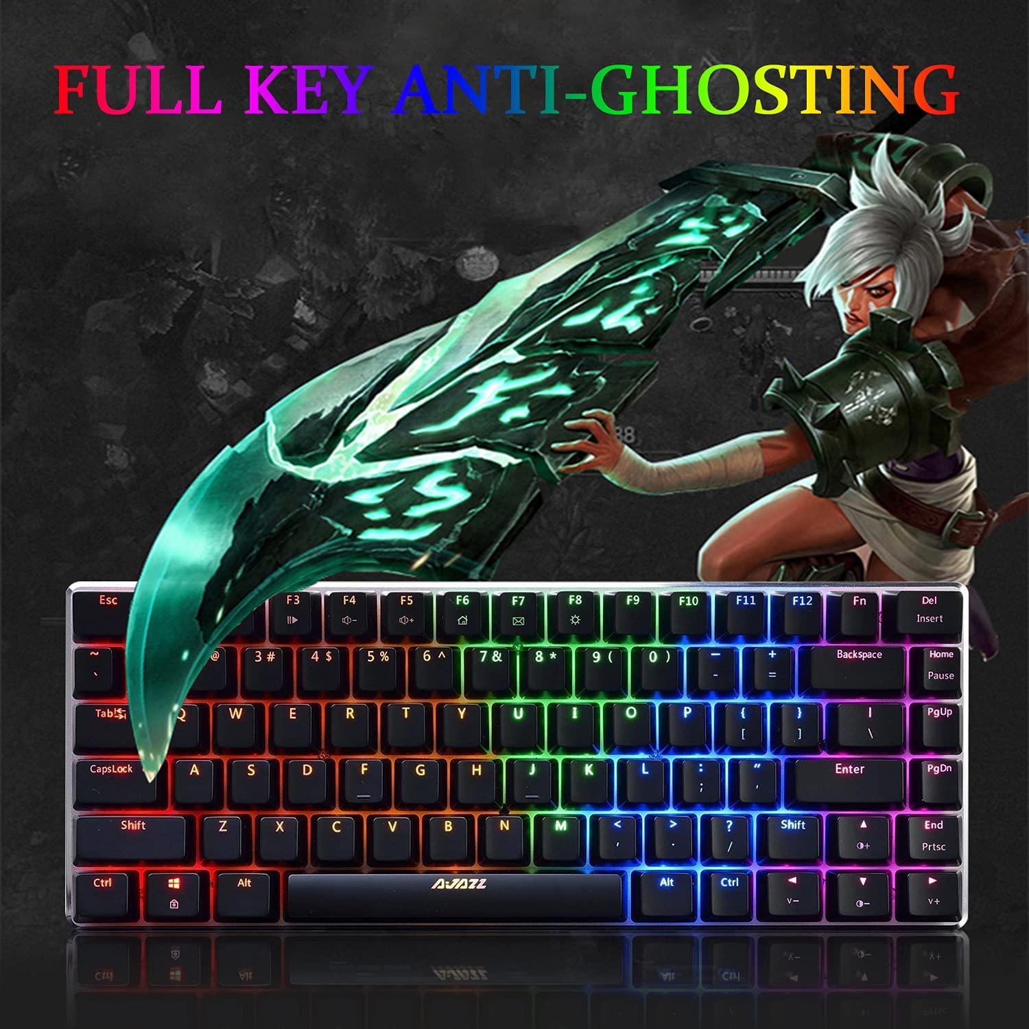 LexonElec AK33 RGB Mechanical Gaming Keyboard,82 Keys Mini Compact Computer Keyboard,20 LED Backlit Black Switch Waterproof Ergonomic Keyboard for PC Laptop Mac,Xbox,PS4,PS5(Black RGB)