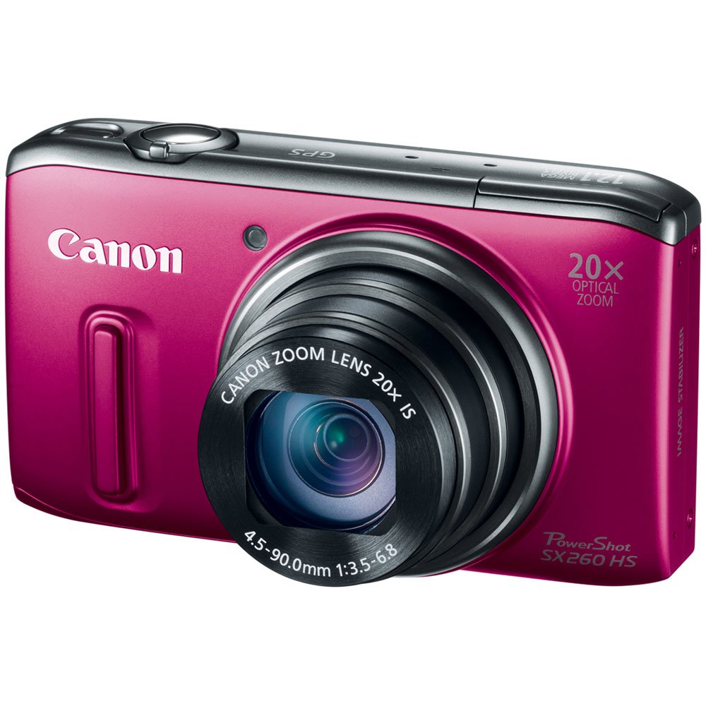 Canon PowerShot SX260 HS 12.1 MP CMOS Digital Camera with 20x Image Stabilized Zoom 25mm Wide-Angle Optical Lens and 1080p HD Video (Red)