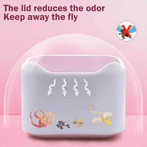Business King Mini Desk Trash Can with Lid with Trash Bag 90pcs 2.5 L/0.7 Gallon Pink Plastic Countertop Garbage Bin with Removable Inner Tiny Waste Basket for Office Dresser Bedroom