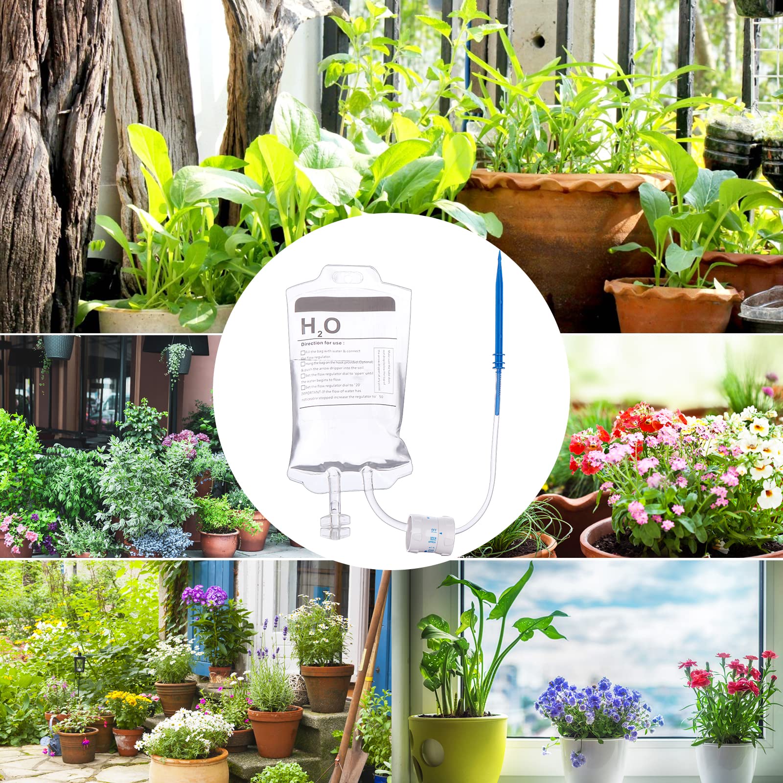 3 Pcs Drip Bag Automatic Watering Dripper Bag, 5-250ml/hrs Adjustable Control Valve Switch Plant Watering Bag Drip Irrigation Kit for Indoor Outdoor Plant Watering