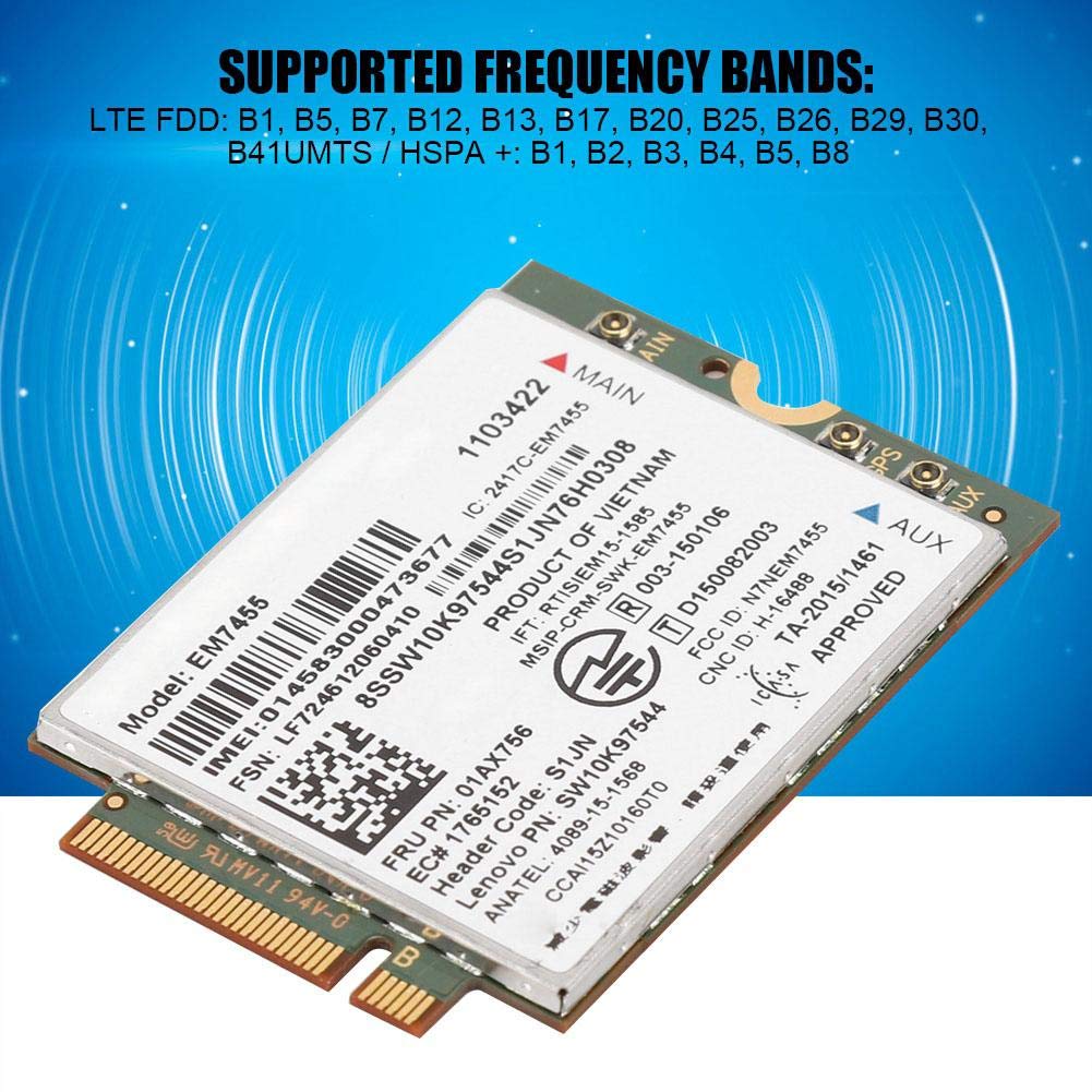 Portable 4G LTE Module for ThinkPad, EM7455 UMTS HSDPA HSPA + LTE 4G Network Card, Integrated Chipset, NGFF/M.2 Interface, Network Module for T460, T460p, T460s T470 T470S T470P X260 X270