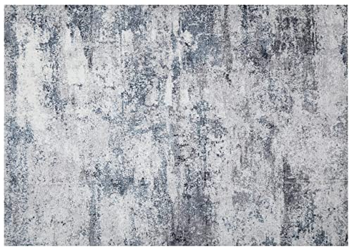 Area Rug Living Room Carpet Bedroom: 8x10 Indoor Abstract Soft Fluffy Pile Large Rugs with Low Shaggy for Bedroom Dining Room Home Office Decor Under Kitchen Table Washable Blue/Gray