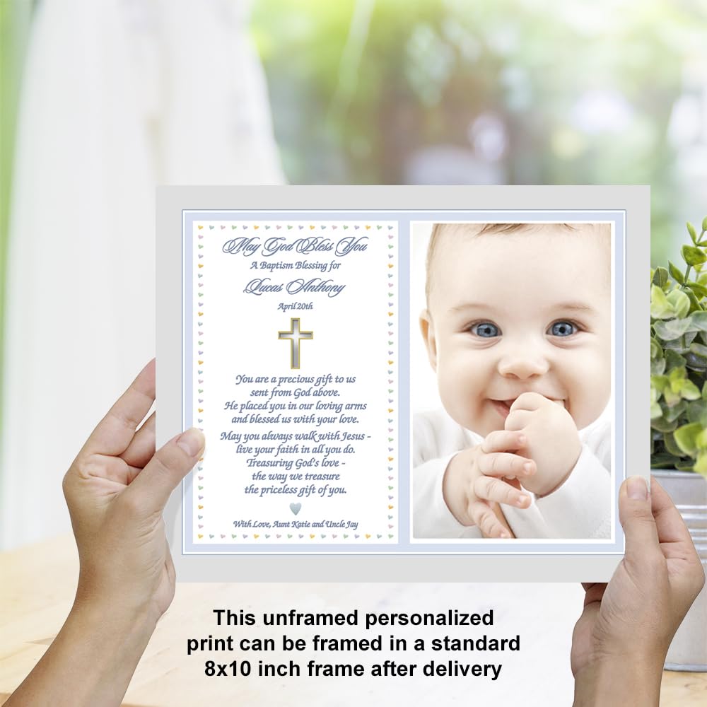 Poetry Gifts Baby Boy Baptism Blessing Personalized with Name, Date and Photo, Custom 8x10 Inch Print