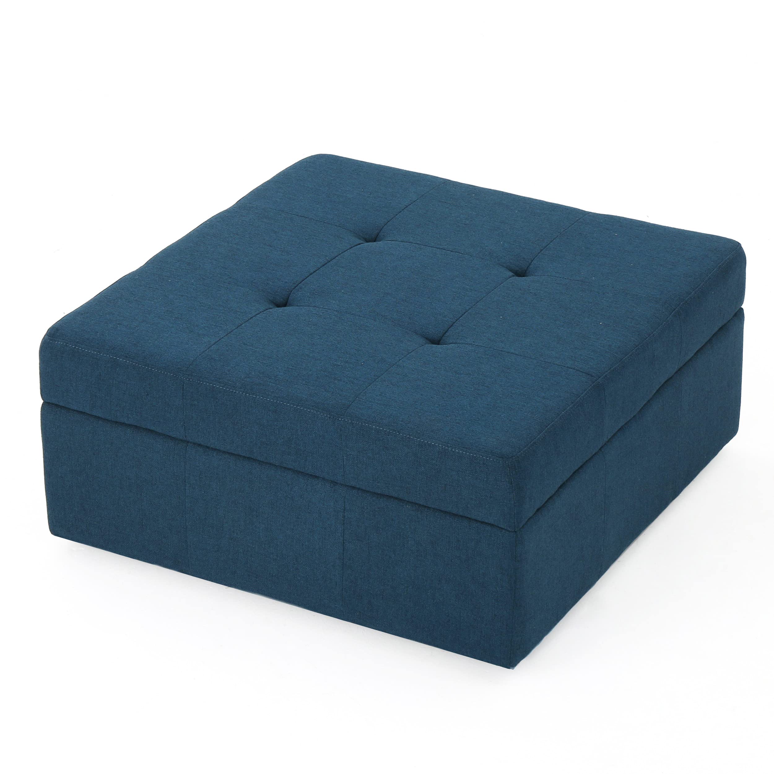 Christopher Knight Home Chatsworth Fabric Storage Ottoman, Navy Blue 30.5' L x 30.5' W x 15.25' H