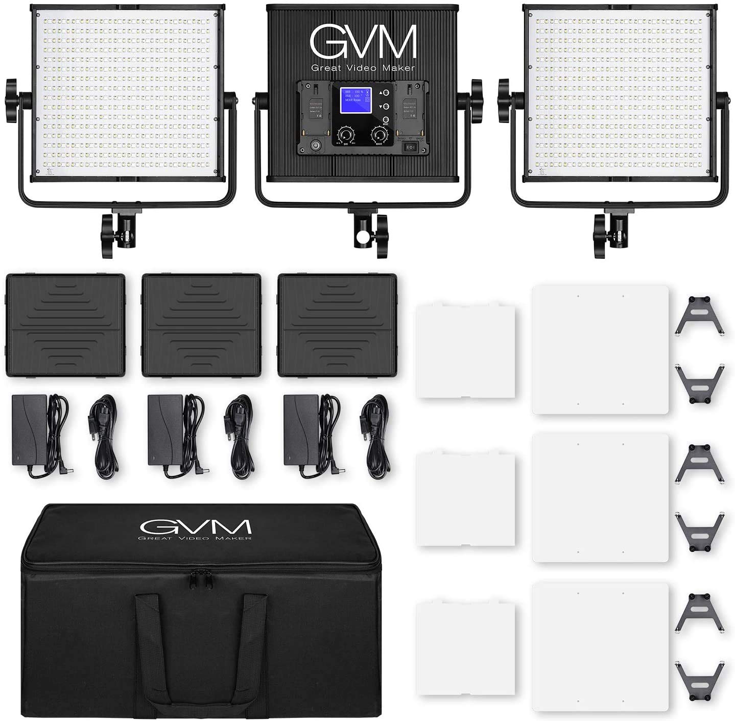 GVM RGB Video Lights with APP Control, 50W Full Color Studio Video Lighting Kit, Led Video Lights for YouTube Photography Lighting, 3 Packs Led Light Panel, Aluminum Alloy Shell, 3200K-5600K