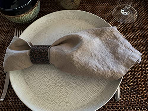 Linen Napkins β100% French Flax β Stonewashed Pure Linen Cloth Napkins - Size 18 Inch x 18 Inch β Set of 4 (Natural Rustic Taupe)