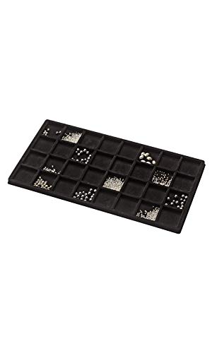 32 Section Black Flocked Tray Insert - 14"L x 7-1/2"W - Set of 3