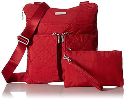 Baggallini womens Quilted horizon crossbody with RFID, red quilt, One Size