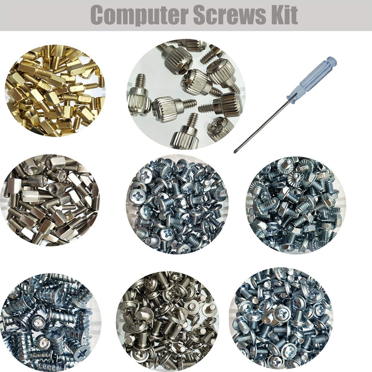CO RODE Computer Screws, 220pcs PC Screw Standoffs Spacer Set Assortment Kit for Hard Drive Computer Case Motherboard Fan Power Graphics with Extra Screwdriver