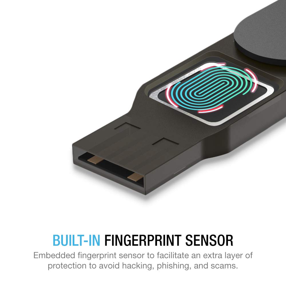 Thetis FIDO2 Security Key Fingerprint USB A, Two Factor Authenticator, Multi-Layered Protection HOTP / U2F Compatible Windows, MacOS, Gmail, Linux for Office Business - Black