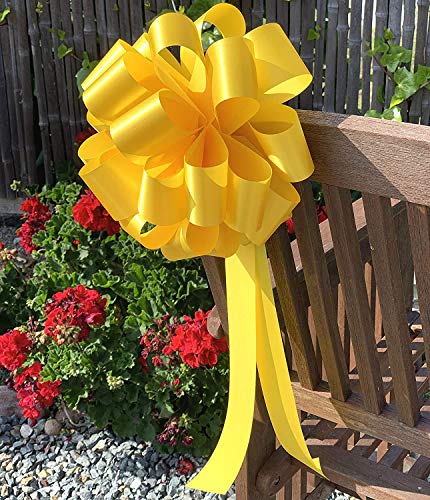 Big Decorative Yellow Pull Bows with Long Tails - 9" Wide, Set of 6, Easter, Support Our Troops Ribbon, Christmas, Thanksgiving, Birthday, Summer Decor, Fundraiser, Office, Classroom, Party, Wedding