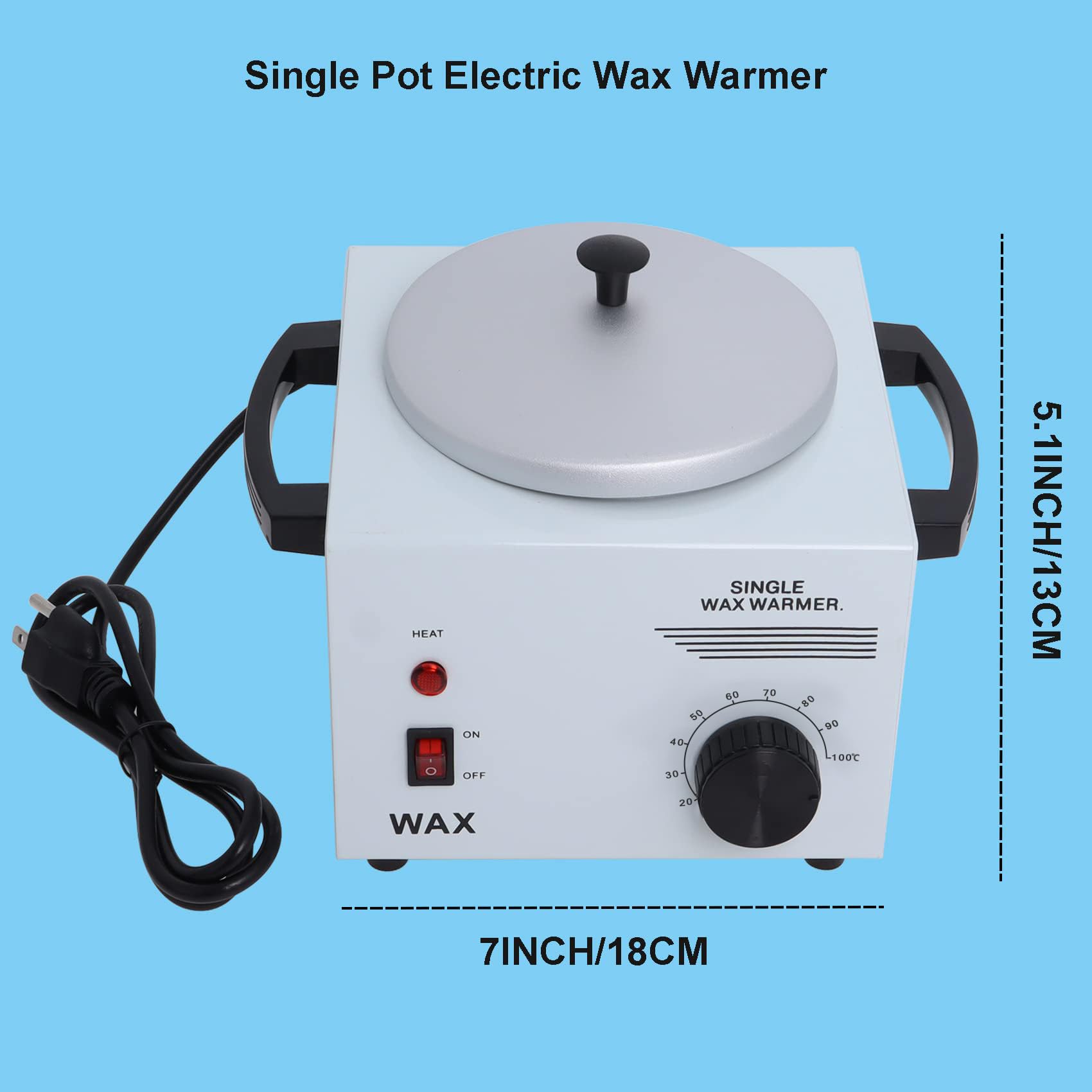 Single Electric Wax Heater Paraffin Warmer Machine Pots Waxing Hair Removal Removing Salon Hot SPA Body with Wood Craft Sticks