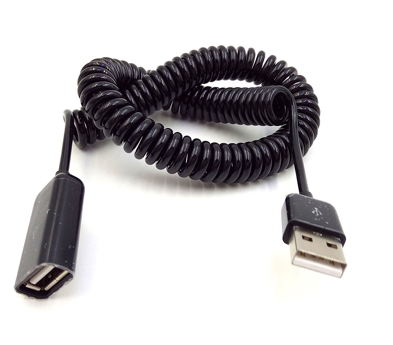 Coiled Spring USB Cable, Qaoquda10FT/3M Spiral Coiled USB 2.0 Male to Female Data Sync & Charge Cable (Black)