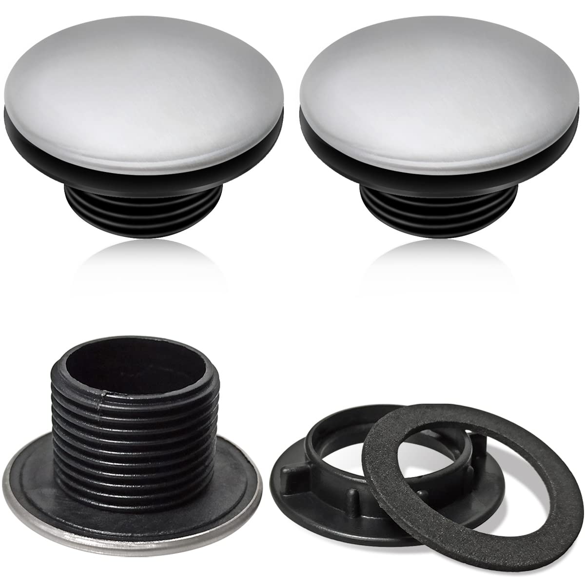 3 Pieces Silver Faucet Hole Cover Sink Faucet Hole Cover Kitchen Tap Hole Cover Sink Caps for Top Holes Stainless Steel(1.2 to 1.6 inch in Diameter)