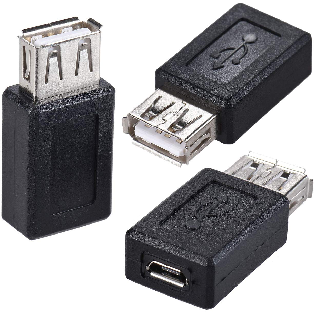 Warmstor 3-Pack USB 2.0 A Female to Micro USB Female Adapter Converter Connector Support Data Sync & Charging