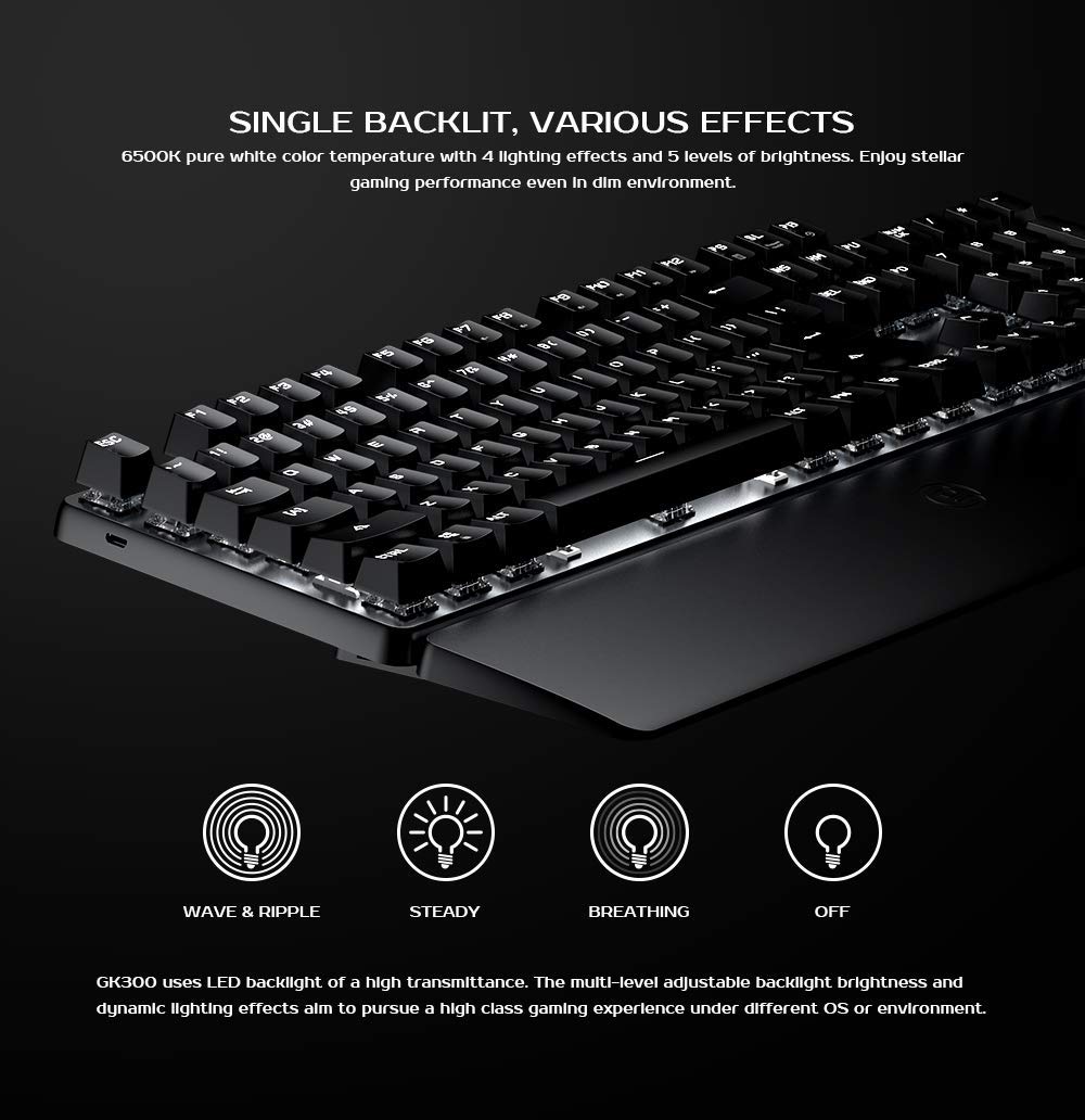 GameSir GK300 Wireless Mechanical Gaming Keyboard 2.4 GHz + Blutooth Connectivity, 1ms Low Latency, Aluminium Alloy Top Plate, Anti-ghosting for PC/iOS/iPad/Android Smartphone/Laptop and Mac (Renewed)