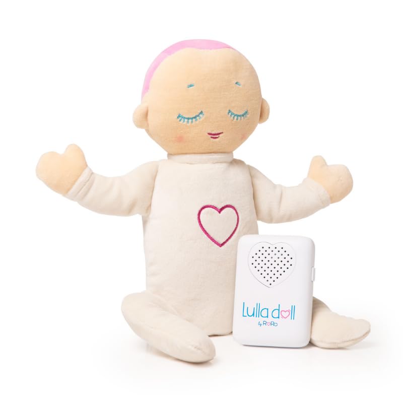 Lulla Doll Baby Sound Machine - Soft Doll with Real Life Heartbeat and Breathing Sounds, Portable Sleep Aid, Suitable from Birth, 12hr Continuous Play, Machine Washable, Great Baby Shower Gifts, Coral