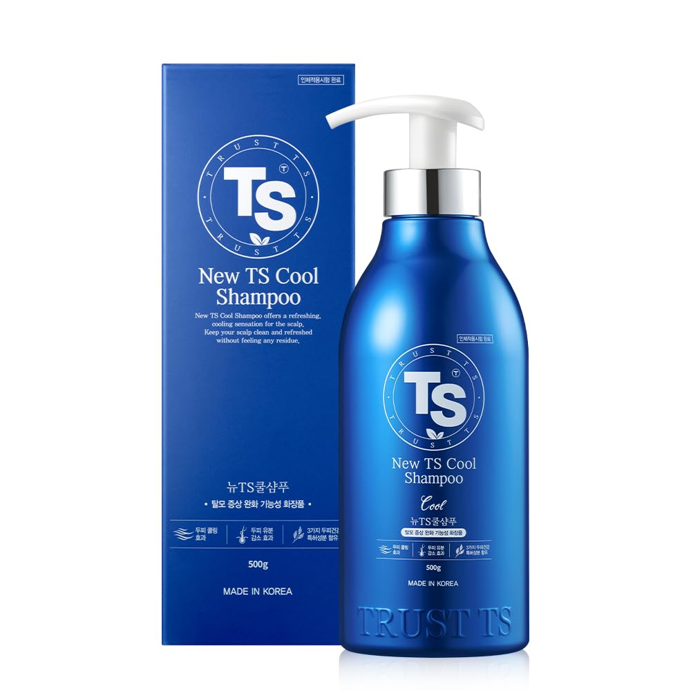 New TS Cool Shampoo for Scalp and Hair (16.9 Fl Oz) | Therapy Shampoo | Mint Scent with Essential Oil & Natural Ingredients | Parabens free | Anti- Dandruff & Cooling Shampoo| Made in Korea