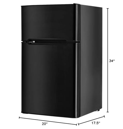 Safeplus Compact Refrigerator, 3.2 cu ft. Unit Cold-rolled Sheet Mini Refrigerator with freezer, Dorm fridge with Adjustable Removable Shelves…