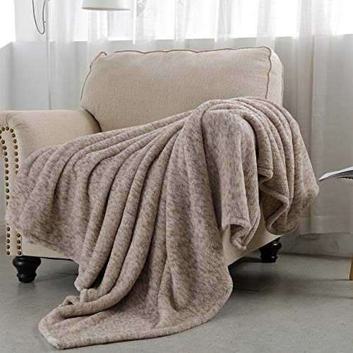 SOCHOW Melange Sherpa Throw Blanket, All Seasons 300GSM Lightweight Fuzzy Warm Super Soft Plush Fleece Blanket for Bed, Sofa and Couch, 60 x 80 inches, Camel