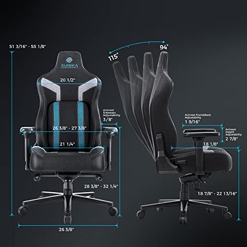 EUREKA ERGONOMIC Python Gaming Chair, Computer Gamer Chair with Lumbar Support, High Back Office Chair 4.7in Seat Thicker Cushion, Most Comfortable Home Office Chair for Back Pain Women, Men(Blue)