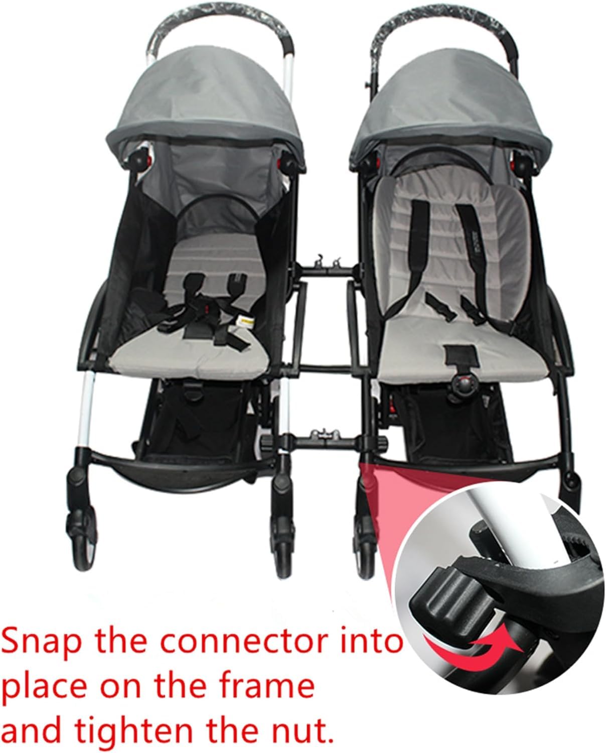 3 Pcs Twin Stroller Connector Side by Side, Universal Stable Baby Stroller Pushchair Connectors, Detachable Adjustable 2 in1 Twin Dual Stroller Connector for Two Strollers Connection 